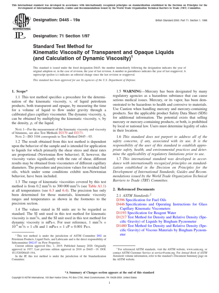 ASTM D445-19a VISCOSIDAD CINEMATICA (2) | PDF | Viscosity | Calibration