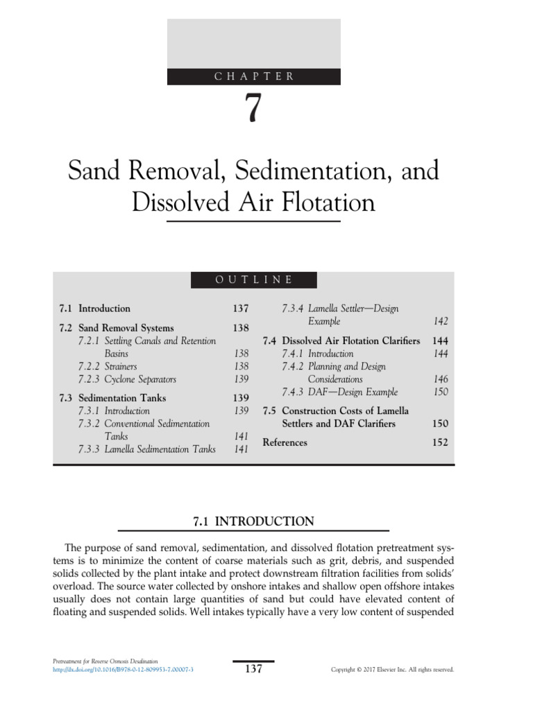 Sand Removal Sedimentation and Dissolved Air Flotation | PDF | Membrane | Desalination