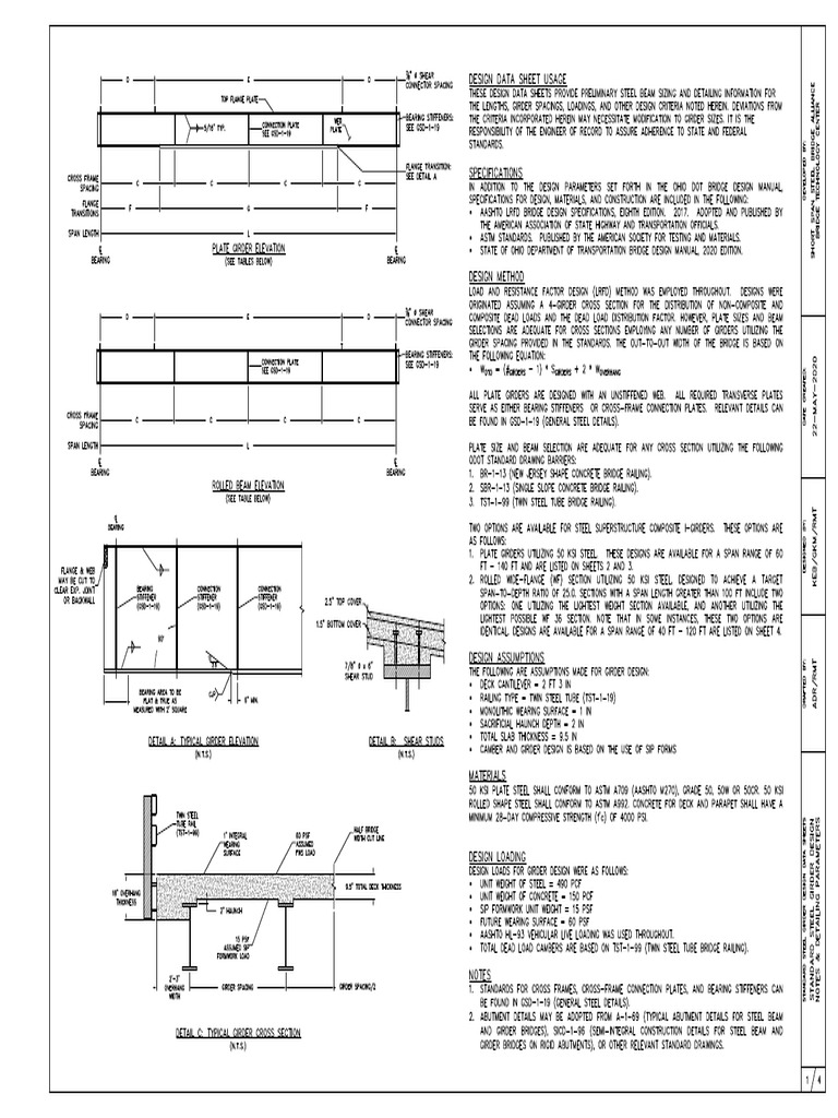 ODOT Standard Steel Girder Design Data Sheets SSSBA BTC 2020.05.22 ...