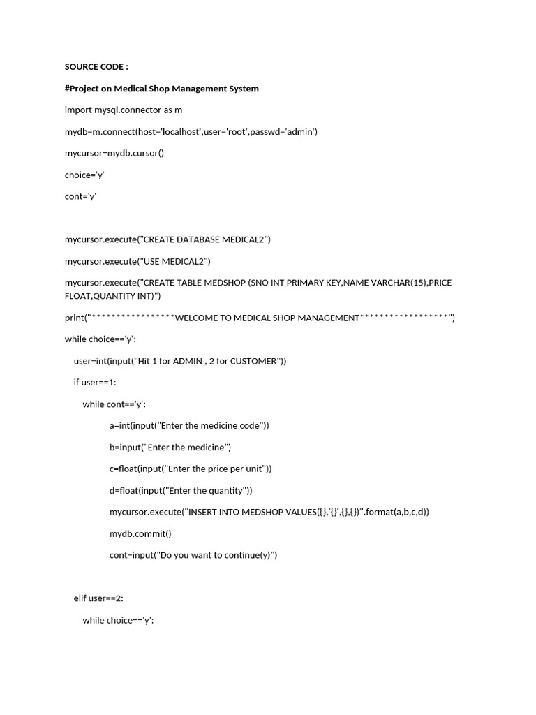 Medical Shop Management System Code | PDF | Computing | Computer ...