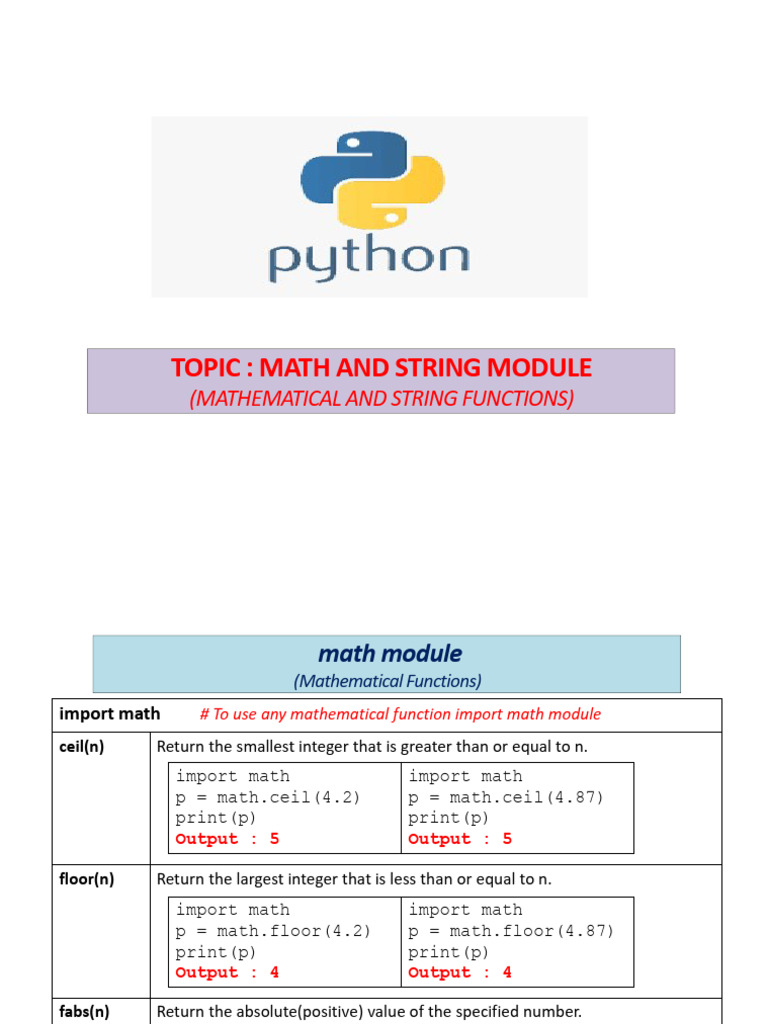 Math and String Functions Guide | PDF | Trigonometric Functions | Mathematical Analysis