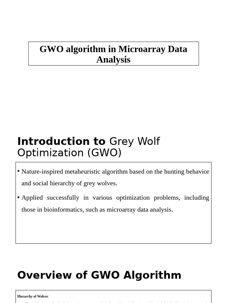 23 Gwo Optimization Algorithm In Microarray Dataset Analysis 03 10 2024 1 Pdf Cluster