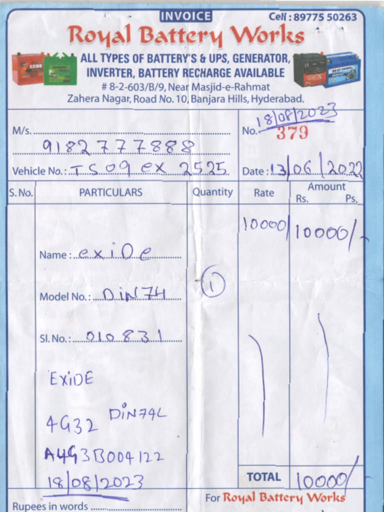 Battery Invoice-130622 | PDF