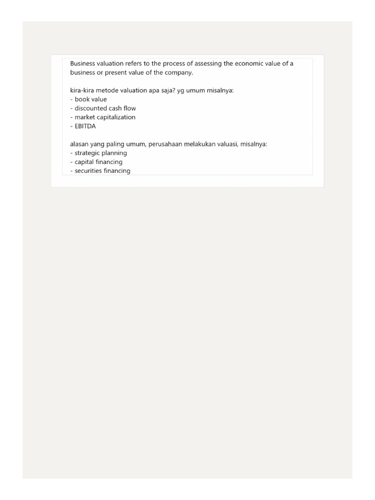 Business Valuation Model 1 | PDF