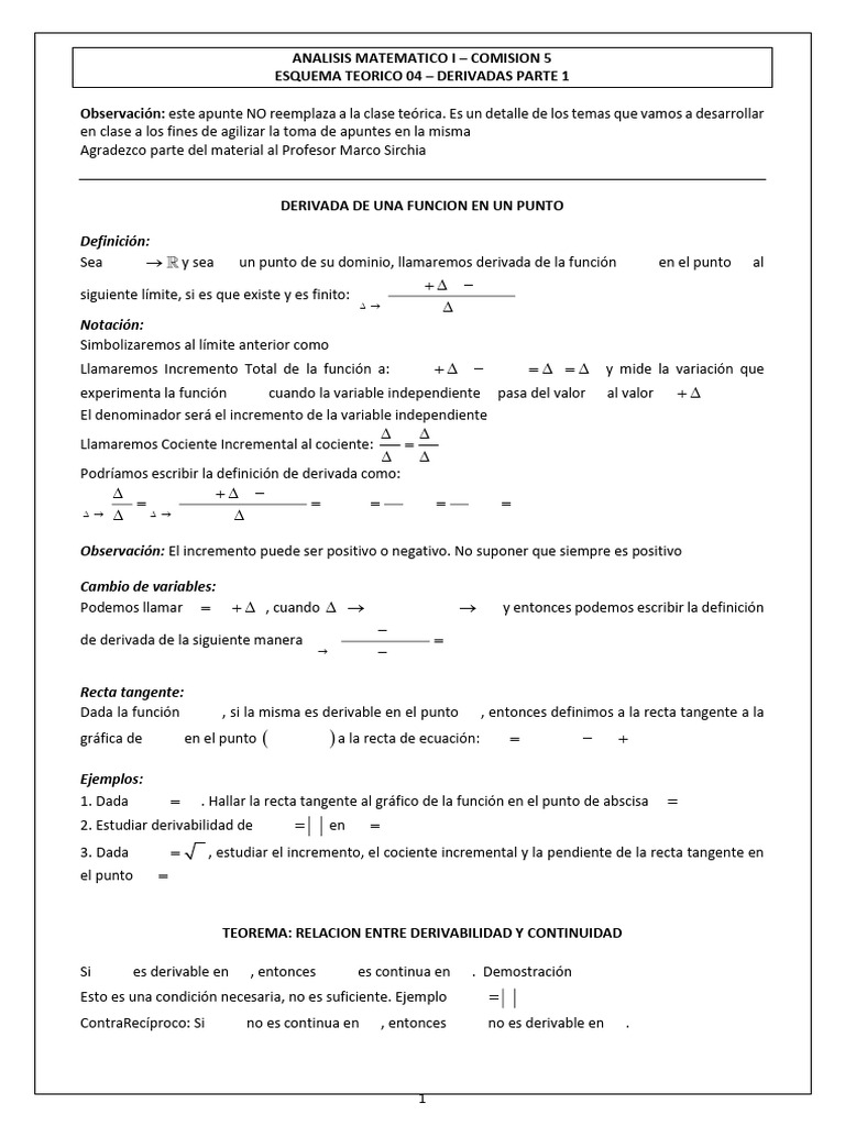 AM1 C5 - 2024 C2 - Esquema Teórico 04 - Derivadas Parte 1 | PDF ...