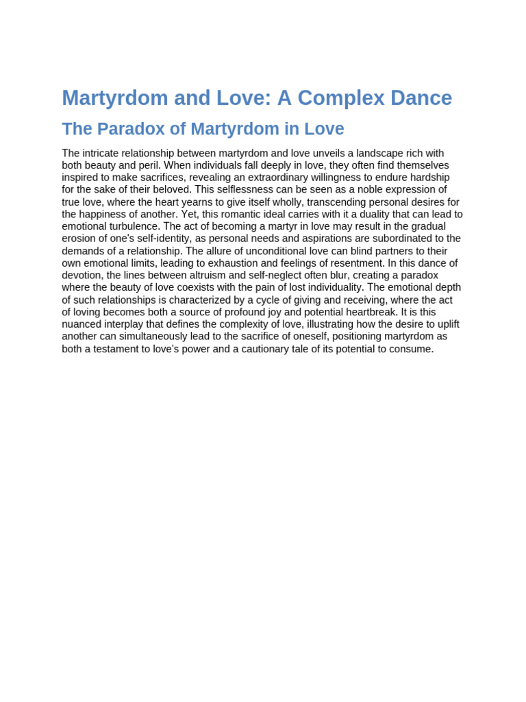 Martyrdom and Love - A Complex Dance | PDF
