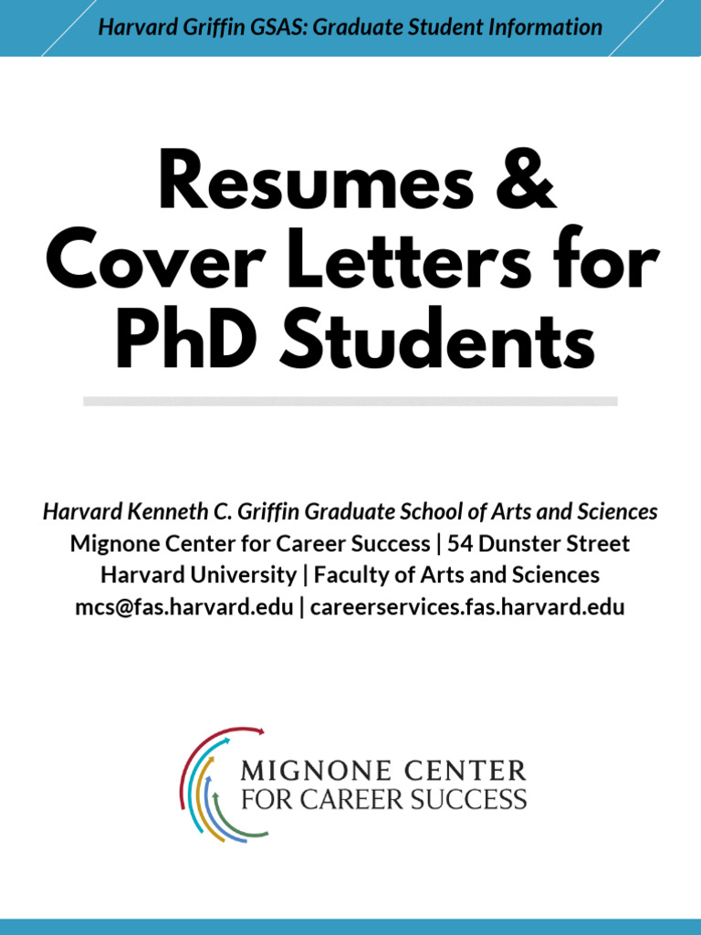 Resumes & Cover Letters For PHD Students | PDF | Résumé | Doctor Of ...