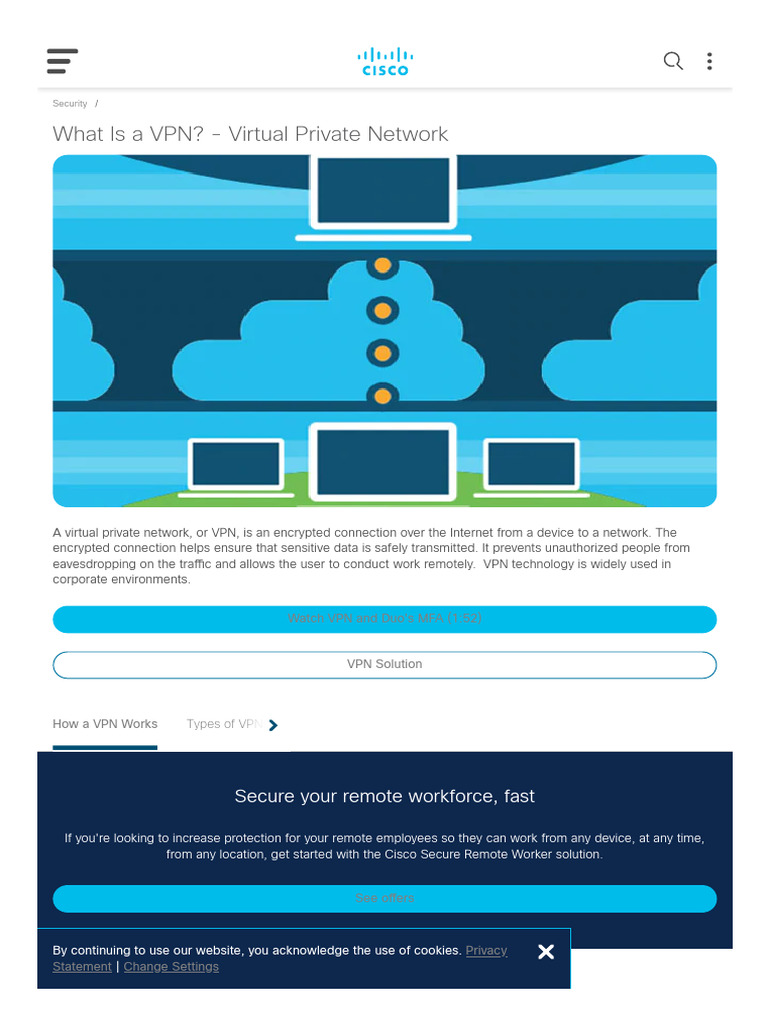 What Is A VPN - Virtual Private Network - Cisco | PDF | Virtual Private Network | Computer Network
