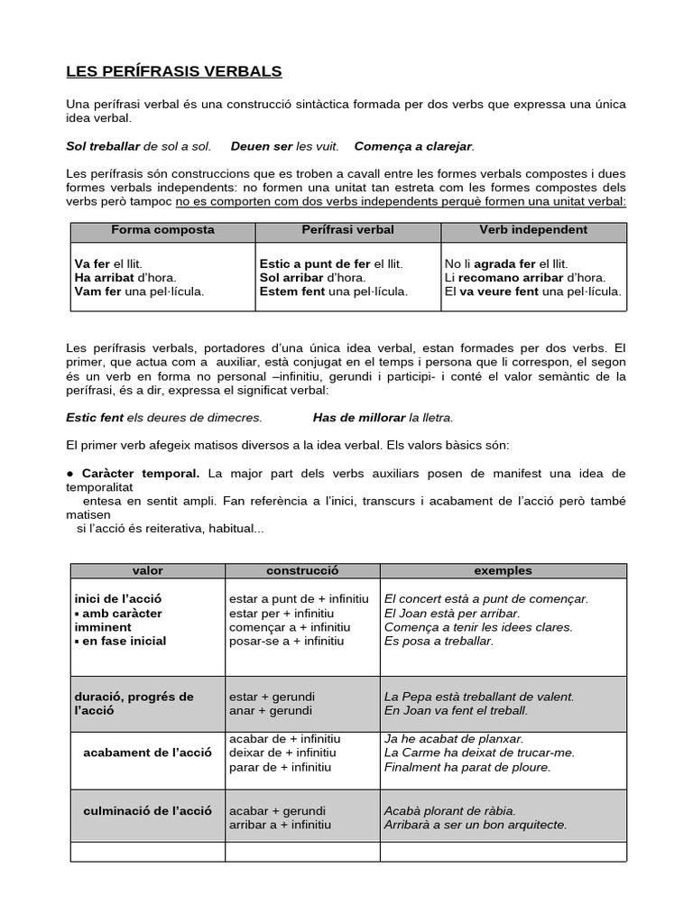 PERÍFRASIS VERBALS | PDF