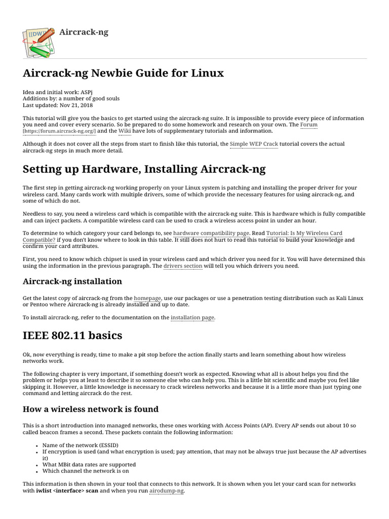 Newbie - Guide (Aircrack-Ng) | PDF | Computer Networking | Telecommunications