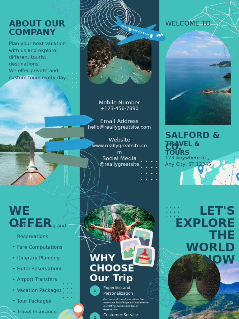 Blue and White Modern Travel Brochure | PDF