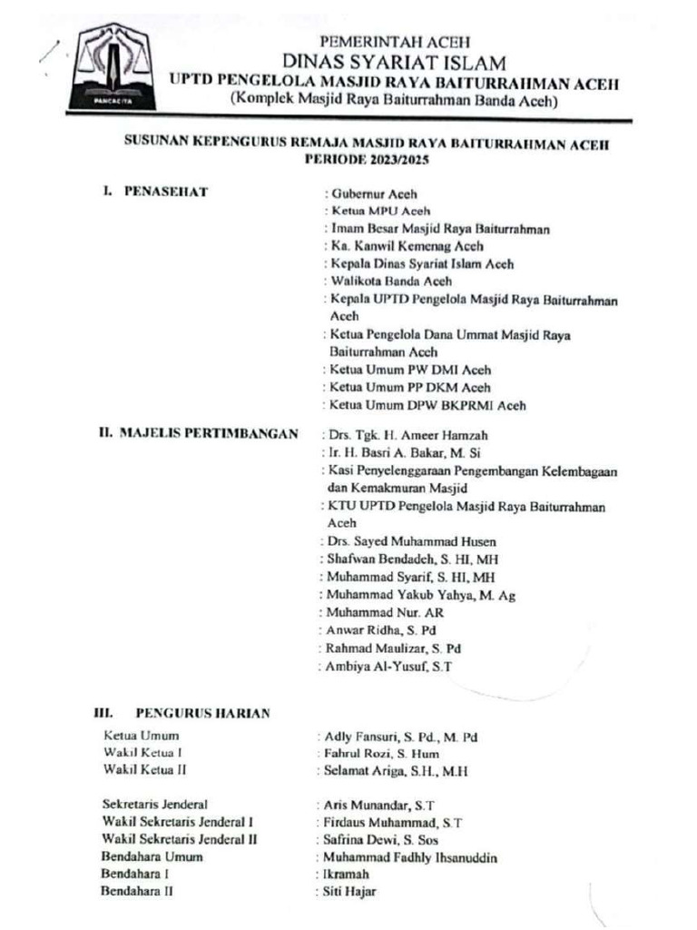 Susunan_Pengurus_Remaja_Masjid | PDF