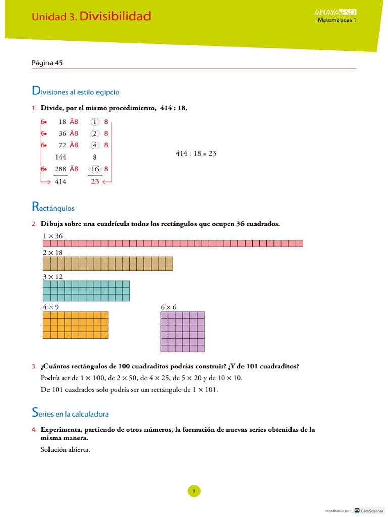 Solucionario Matematicas 1oESO Anaya TEMA 3 Divisibilidad | PDF