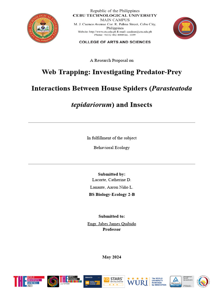 Research Proposal Behavioral Ecology | PDF | Spider Web | Spider