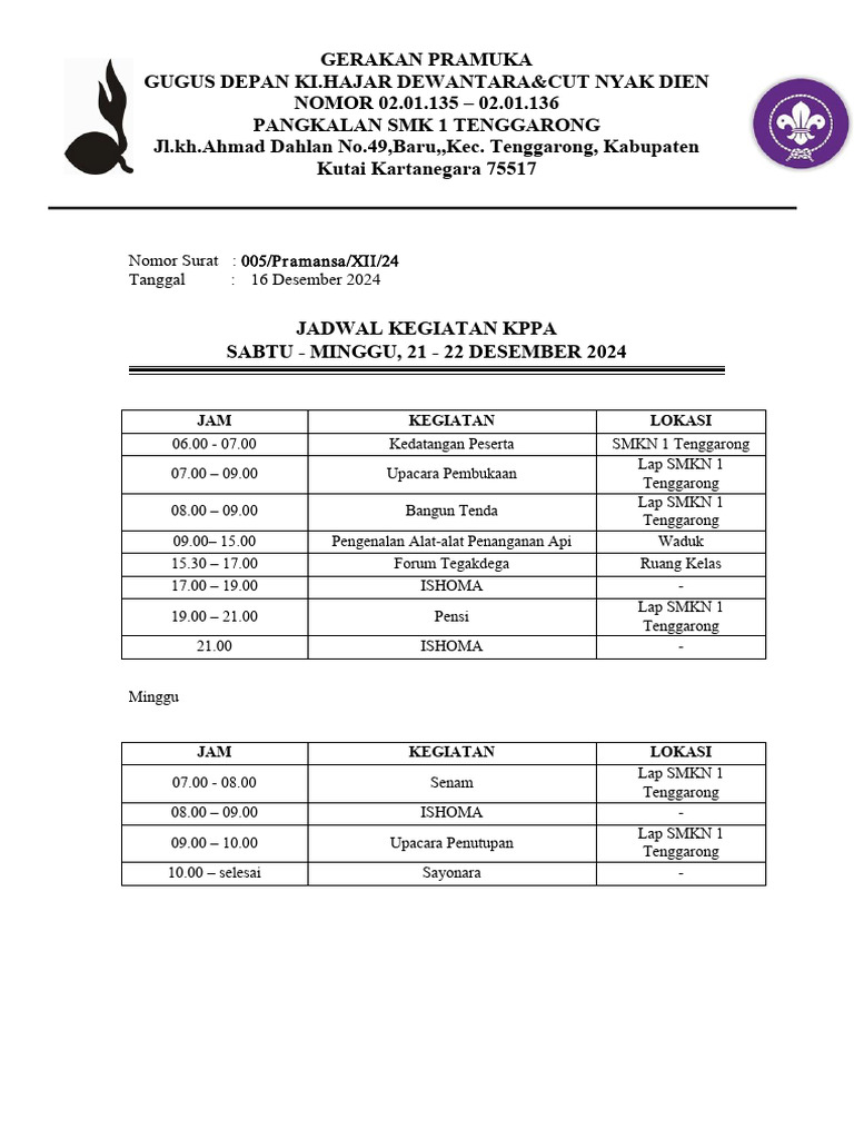 Jadwal & Struktur Kepanitiaan | PDF
