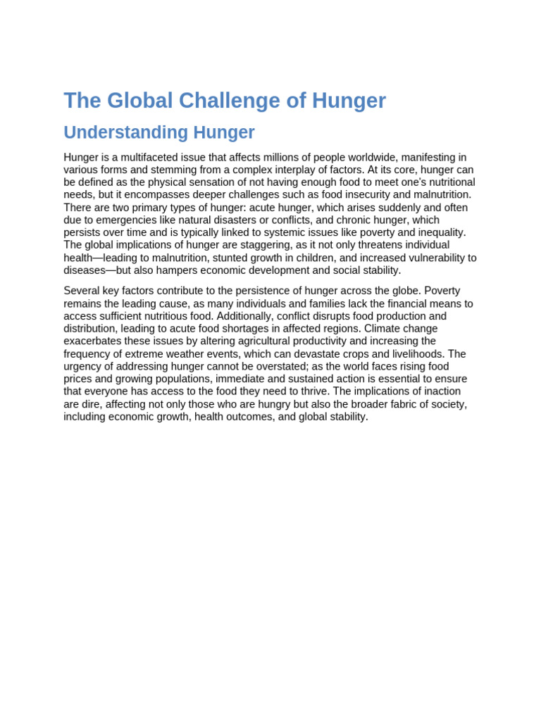 Understanding Global Hunger | PDF