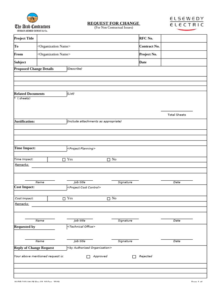 Change Request Form Template | PDF
