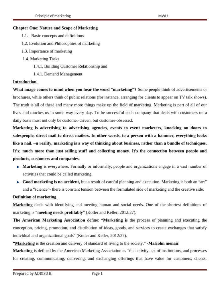 Chapter One Lecture | PDF | Marketing | Customer
