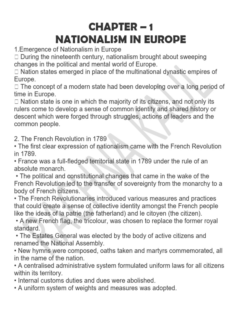 Nationalism in Europe Notes | PDF | German Empire | Kingdom Of Prussia