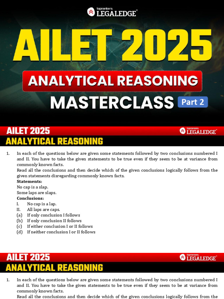 AILET 2025 Analytical Reasoning - 2 (Tapesh Saxena) | PDF