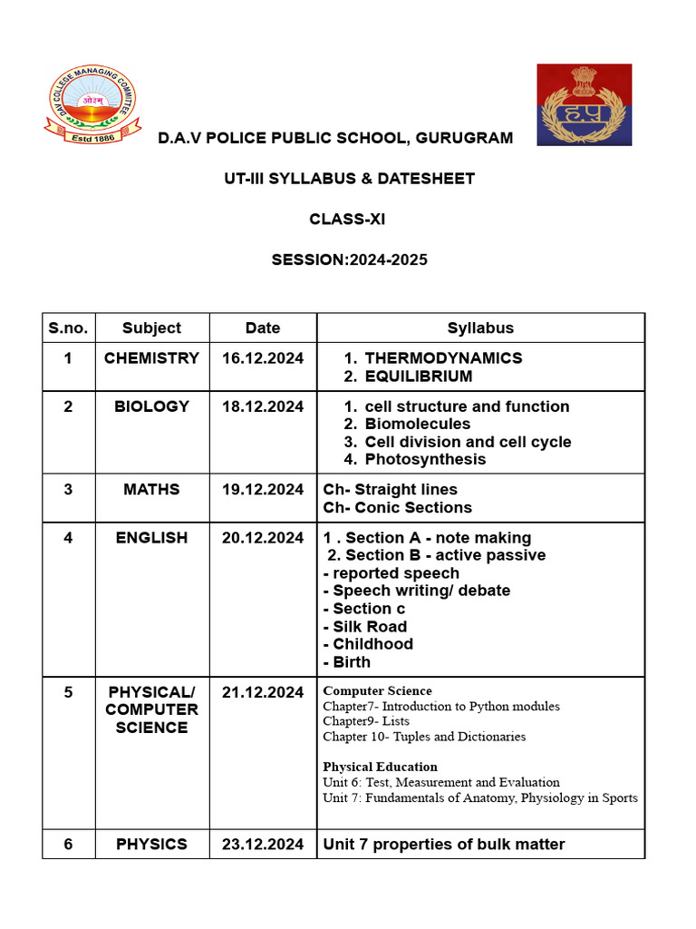 PA3 Date Sheet | PDF