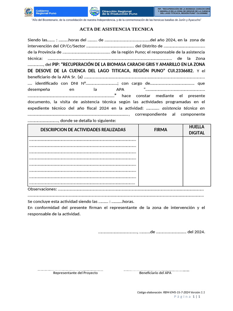 4 Acta de Asistencia Tecnica | PDF