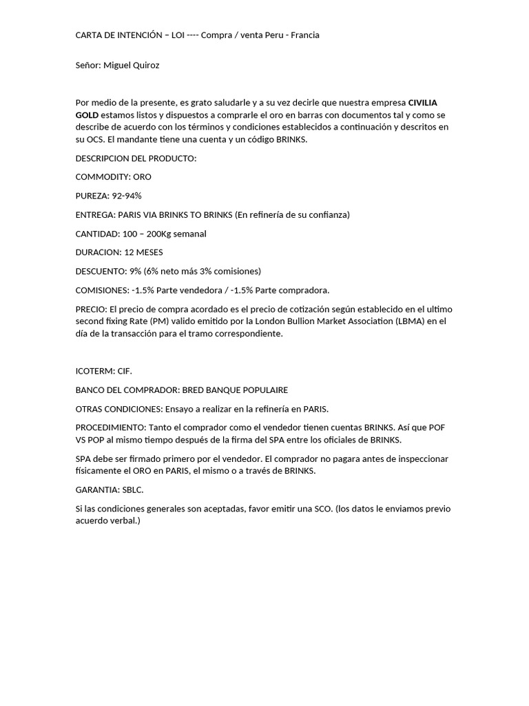 carta de intencion. | PDF