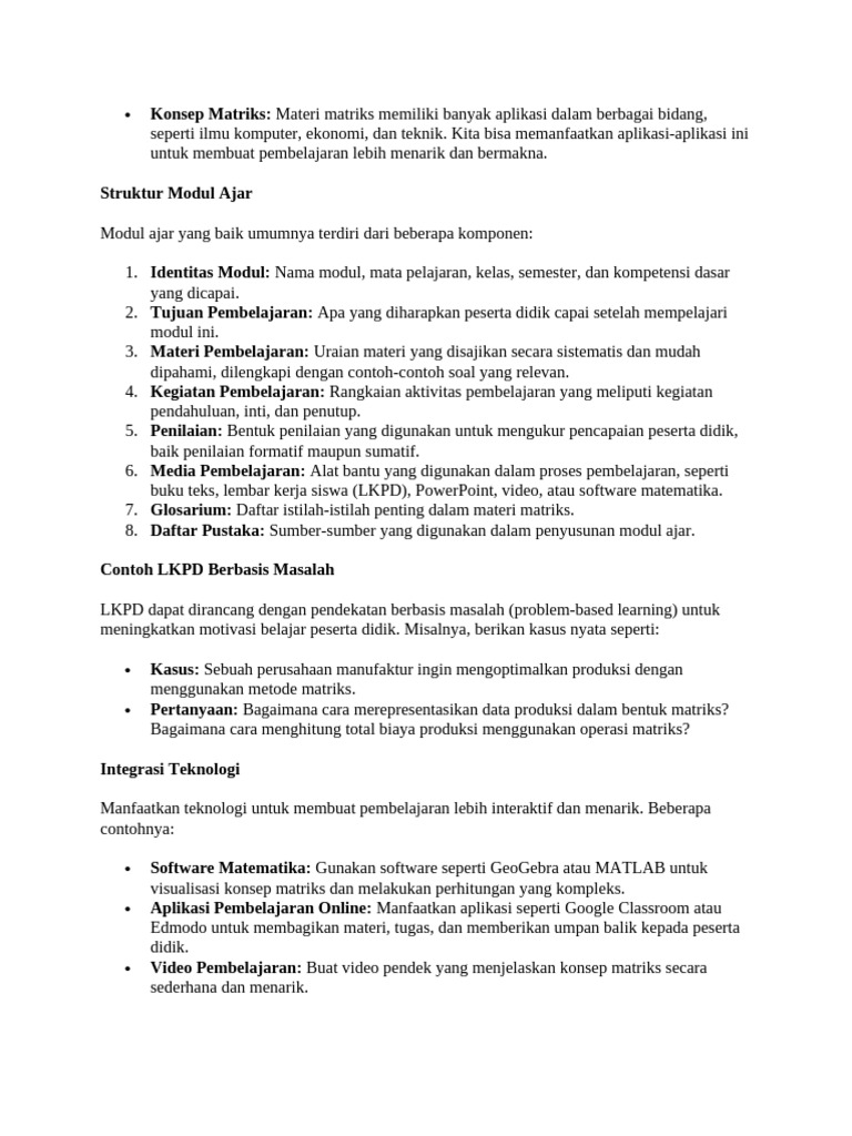 Konsep Matriks MODUL | PDF