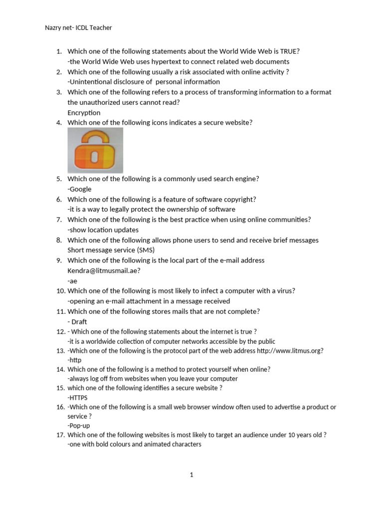 Nazry Onlineessential With Answer | PDF | World Wide Web | Internet & Web