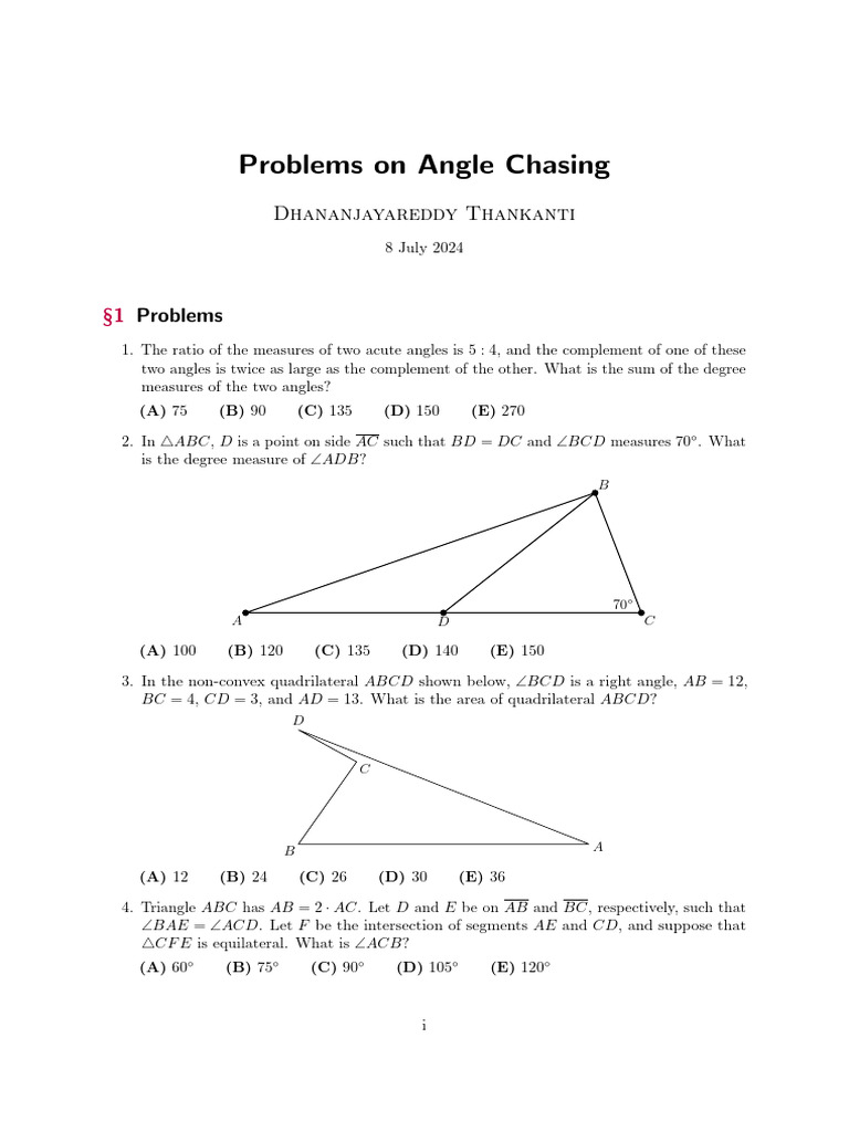 Problems On Angle Chasing | PDF | Triangle | Convex Geometry