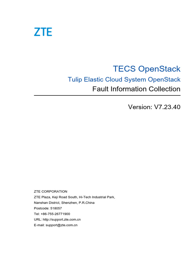 3-TECS OpenStack (V7.23.40) Fault Information Collection | PDF | Computer Data Storage | License