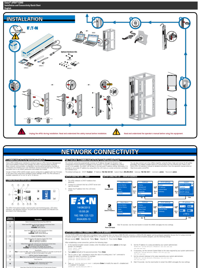 Eaton HD Pdu Quick Start Guide p164000830 | PDF | Ip Address | Computer Network