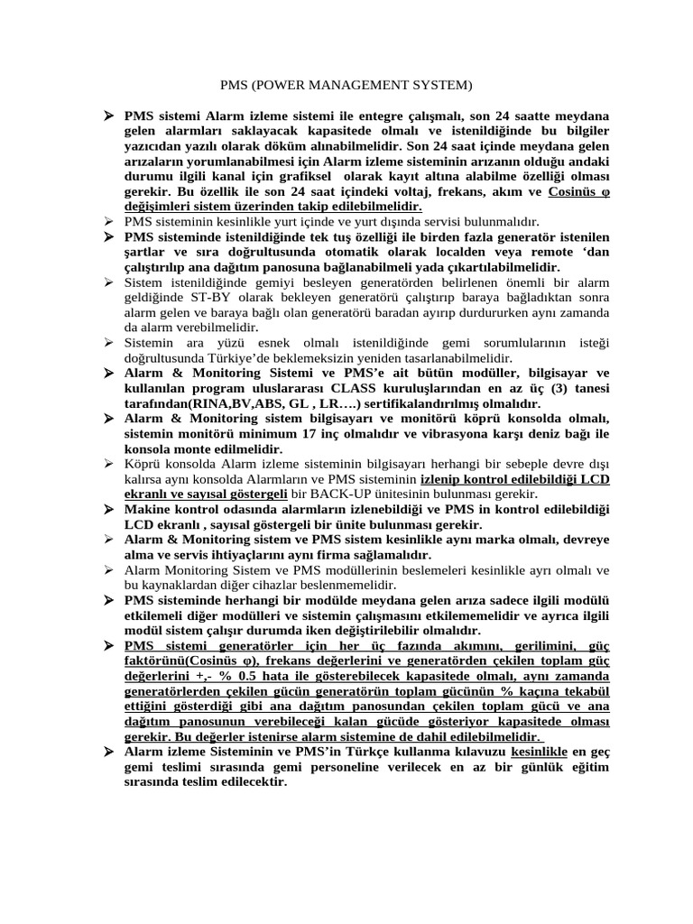 PMS Sistemi Ozellikleri | PDF