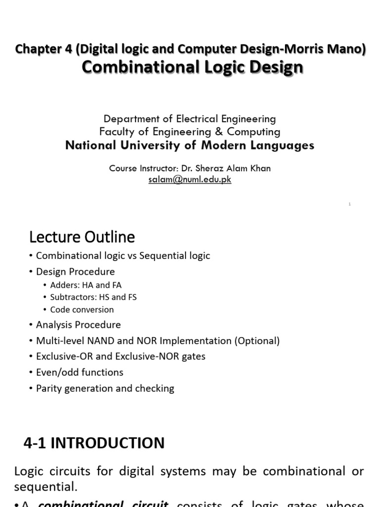 Chapter 4 part.01 DLD Combined - Fall 24 | PDF | Logic Gate | Boolean Algebra