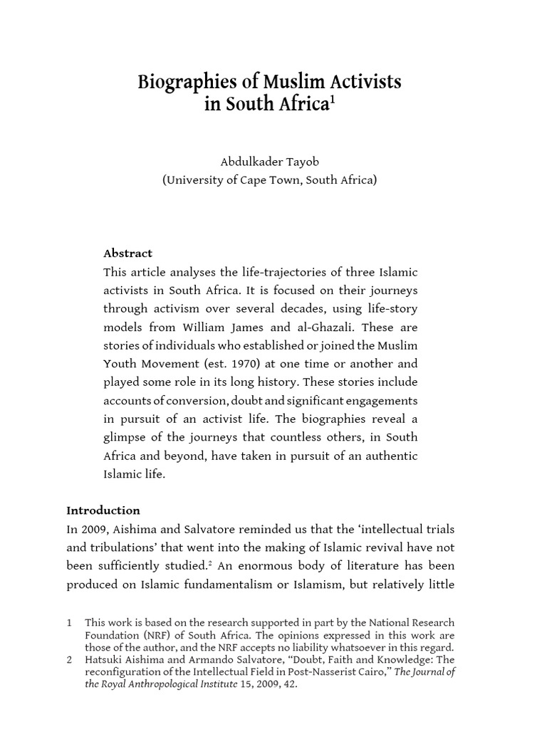Biographies of Muslim Activists in South Africa | PDF | Islamism | Jihadism