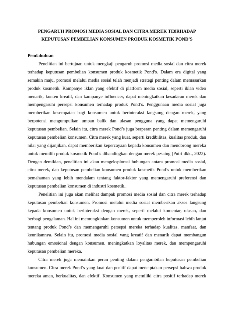 PENGARUH PROMOSI MEDIA SOSIAL DAN CITRA MEREK TERHADAP KEPUTUSAN PEMBELIAN KONSUMEN PRODUK ...