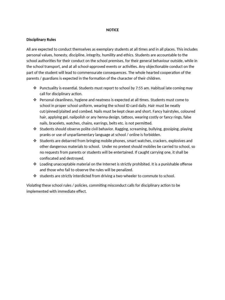 Disciplinary Rules 1-WA0011 | PDF