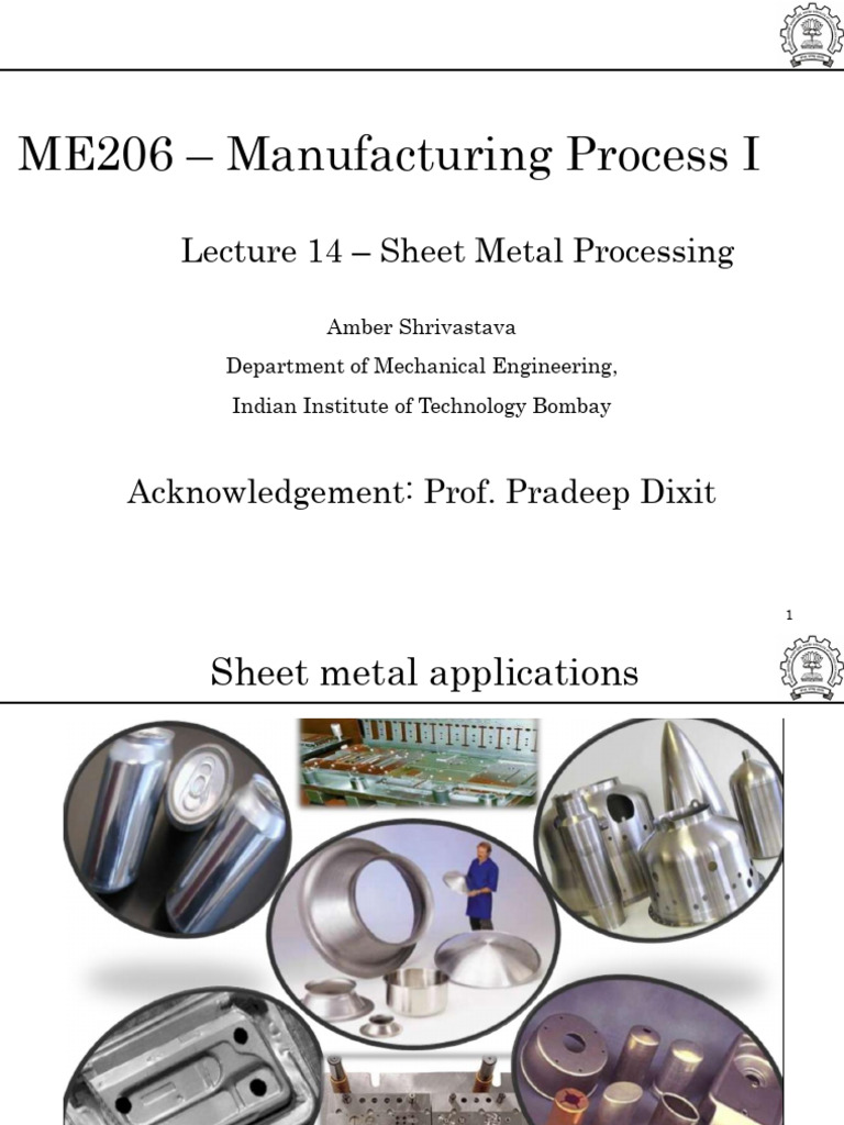 Lecture 13-Sheet Metal Processing | PDF | Sheet Metal | Deformation ...