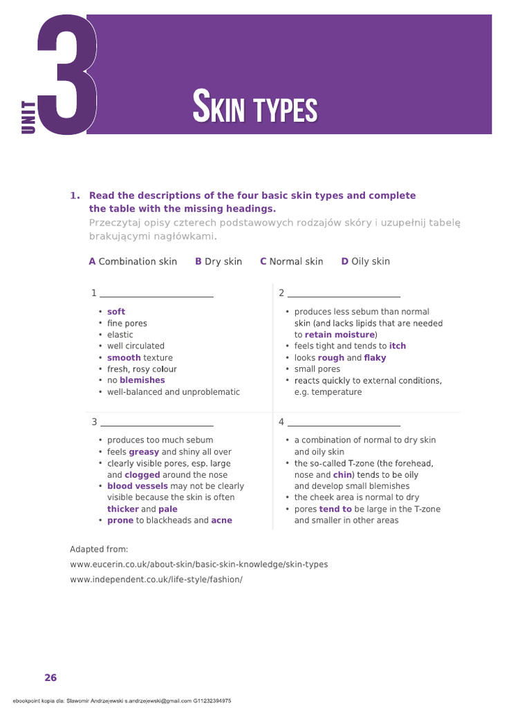 Skin types | PDF | Skin Care | Pimple