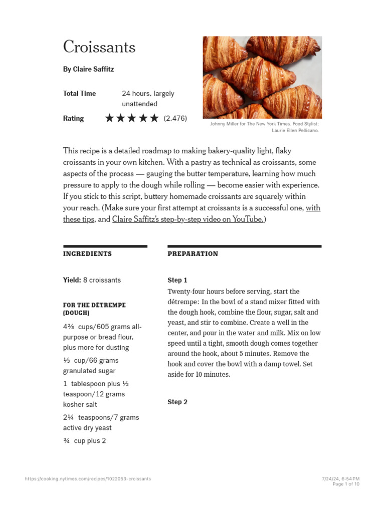 Croissants Recipe (With Video) | PDF | Food And Drink Preparation | Foods