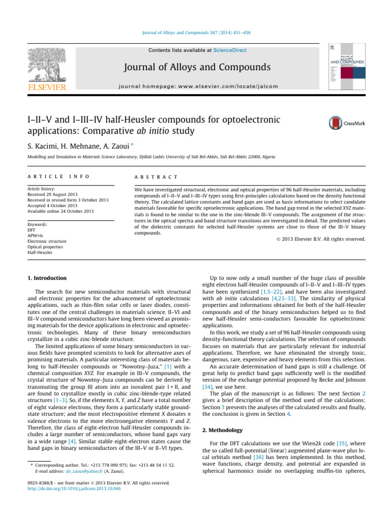 I-II-V and I-III-IV Half-Heusler Compounds For Optoelectronic ...