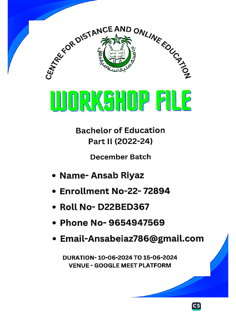 Workshop File Ansab Riyaz | PDF