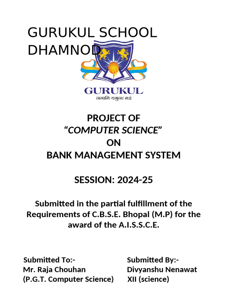 2025 Front Page, Acknowledgement, Certificate copy | PDF