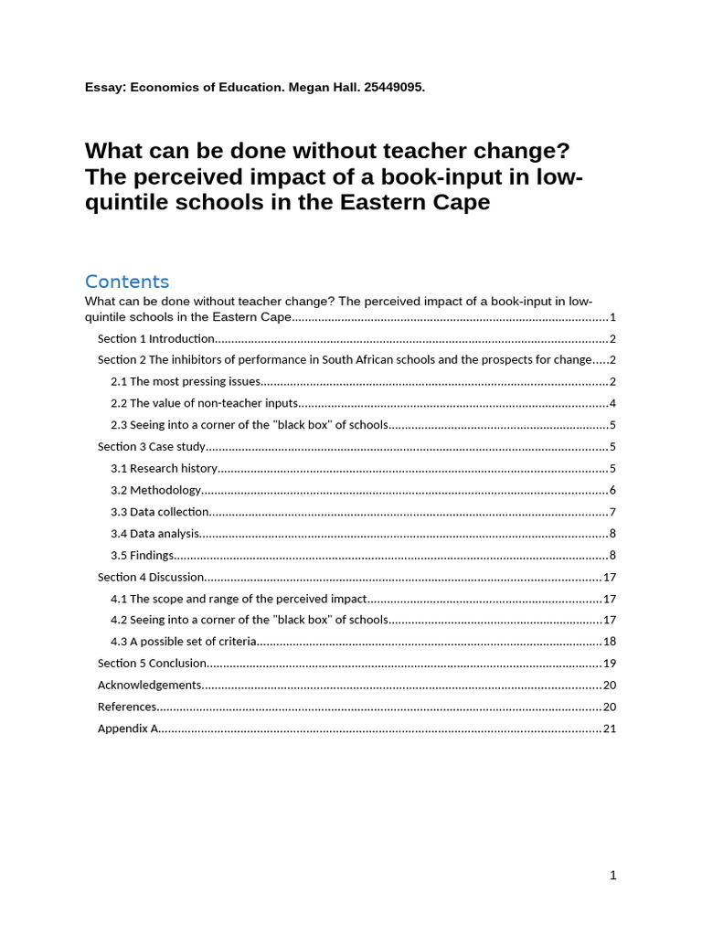 What can be done without teacher change? The perceived impact of a book ...
