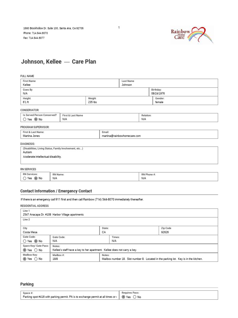 Care Plan and TAF for Kellee Johnson | PDF Care Plan and TAF for Kellee Johnson | PDF