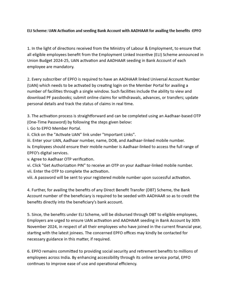 Eli Scheme Epfo | PDF