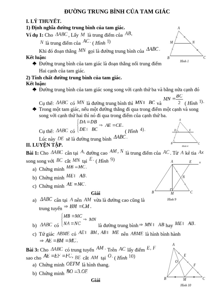 BT Đư NG Trung Bình C A Tam Giác. TC Đư NG Phân Giác C A Tam Giác | PDF