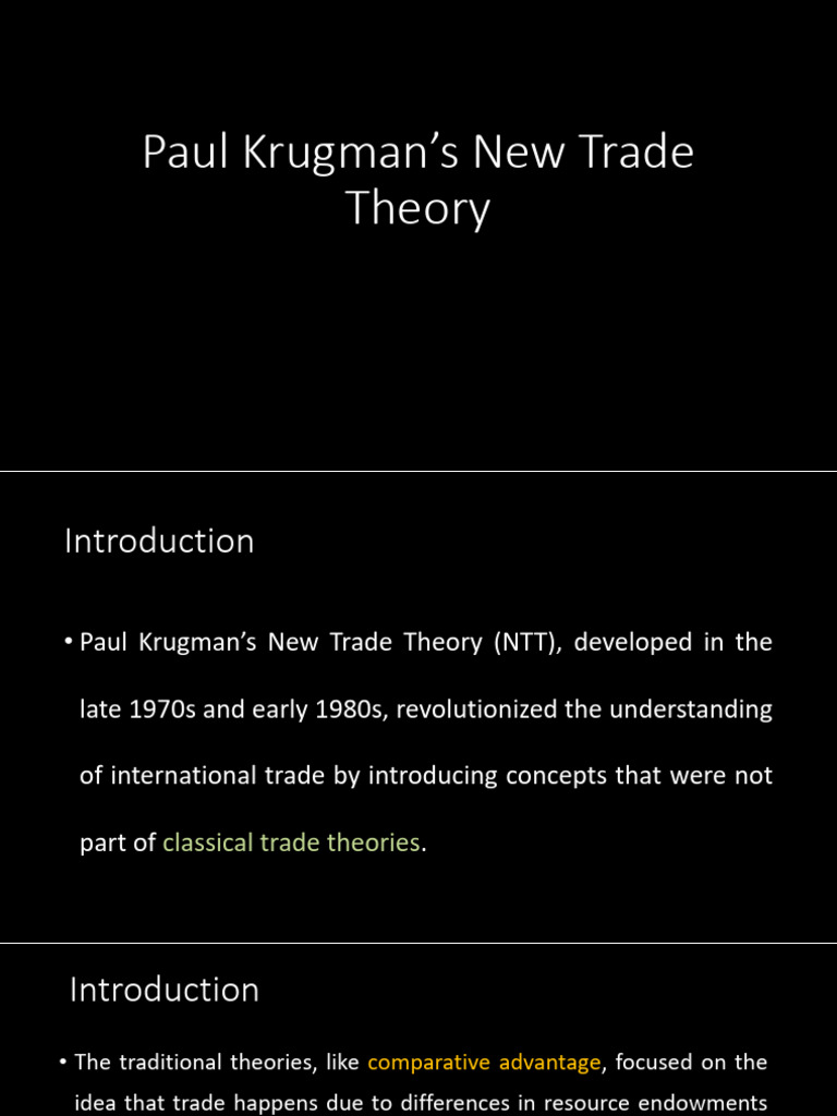 Krugman's New Trade Theory Explained | PDF | Paul Krugman | Economies ...
