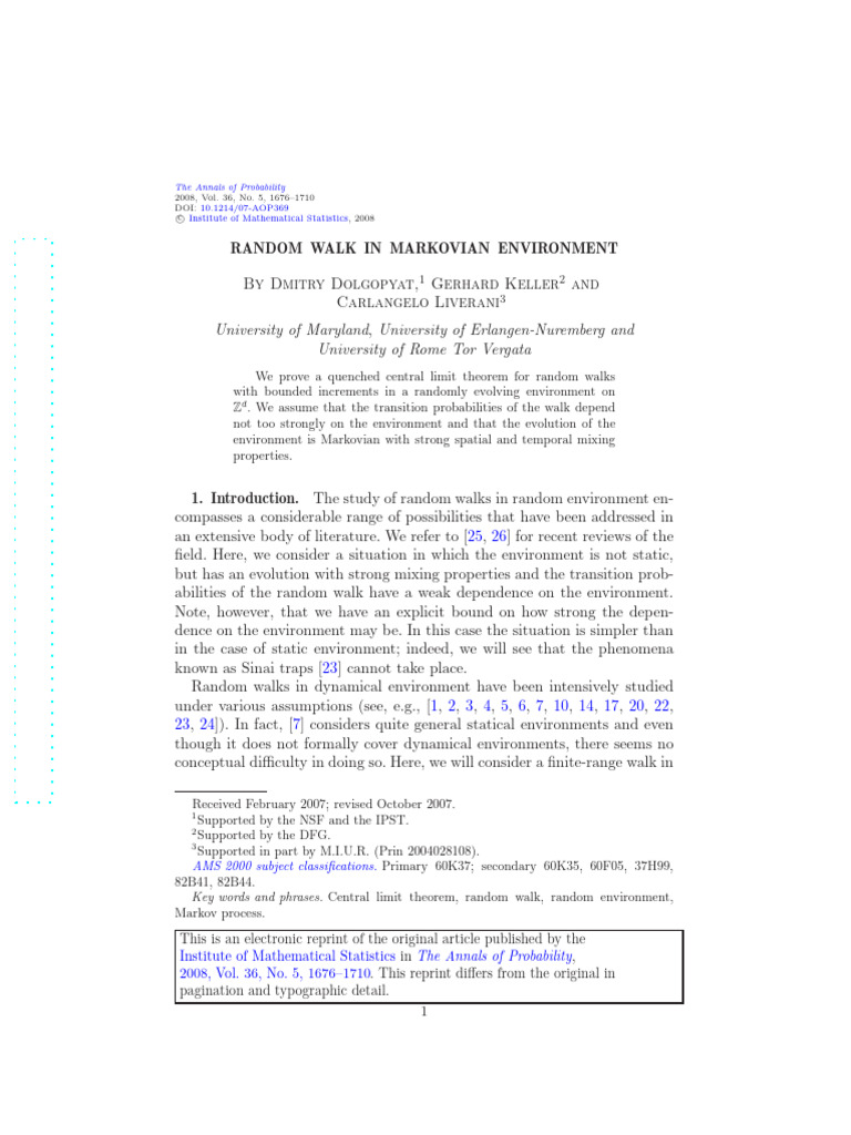 olmp | PDF | Markov Chain | Mathematical Analysis