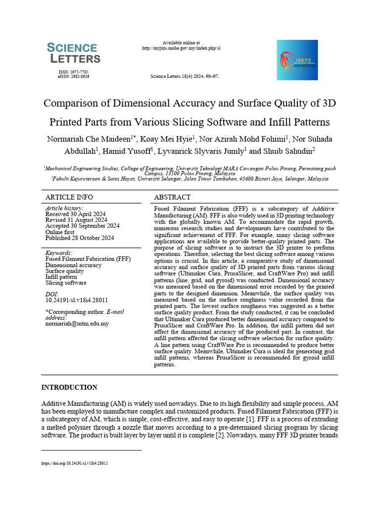 Comparison of Dimensional Accuracy and Surface Quality of 3D Printed Parts from Various Slicing ...